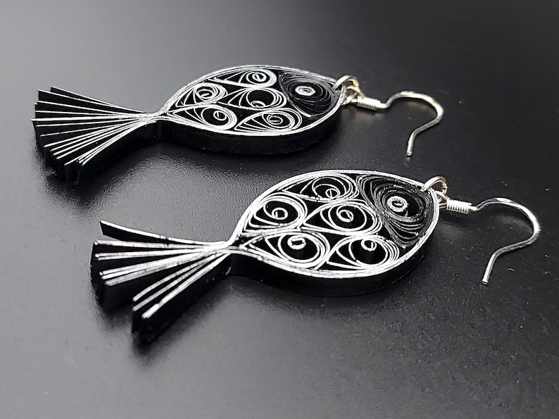 Lucky Fish Paper Quilling Earrings- Quilling Jewelry- Handmade Earrings ...