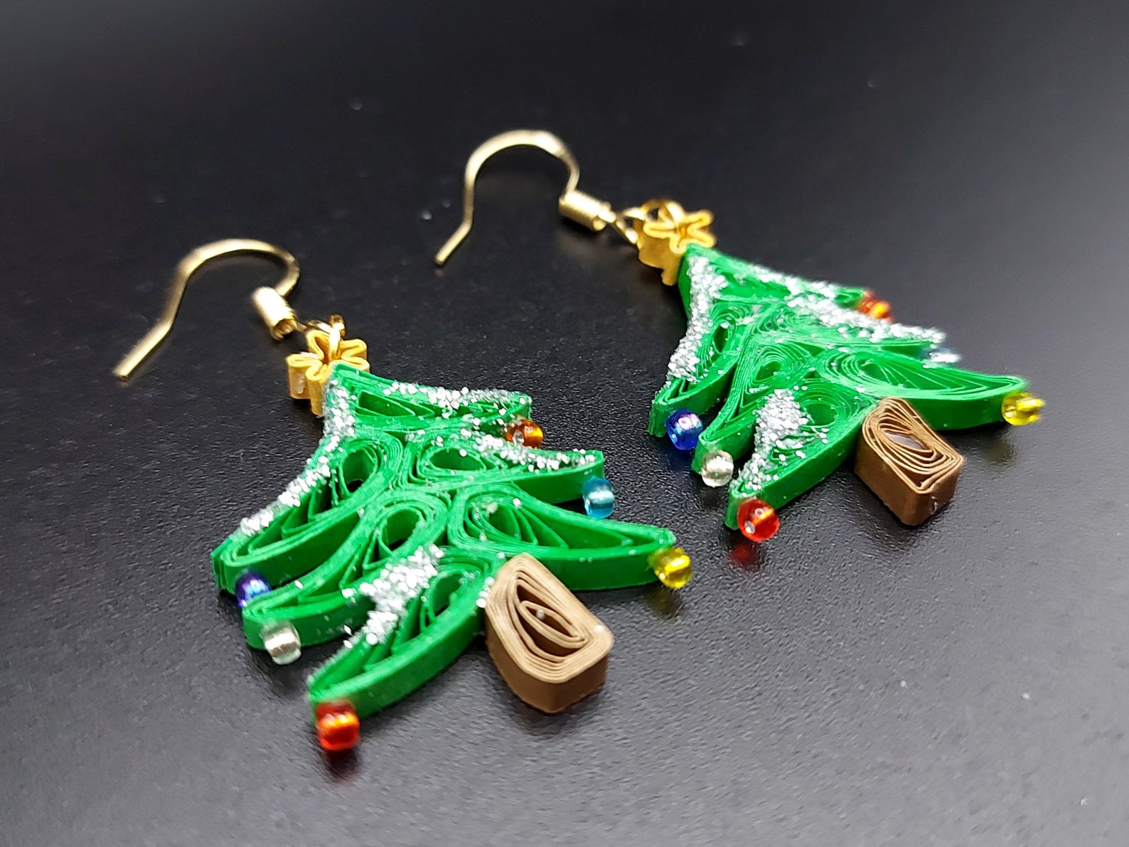 Christmas Tree Paper Quilling Earrings- Quilling Jewelry- Handmade ...