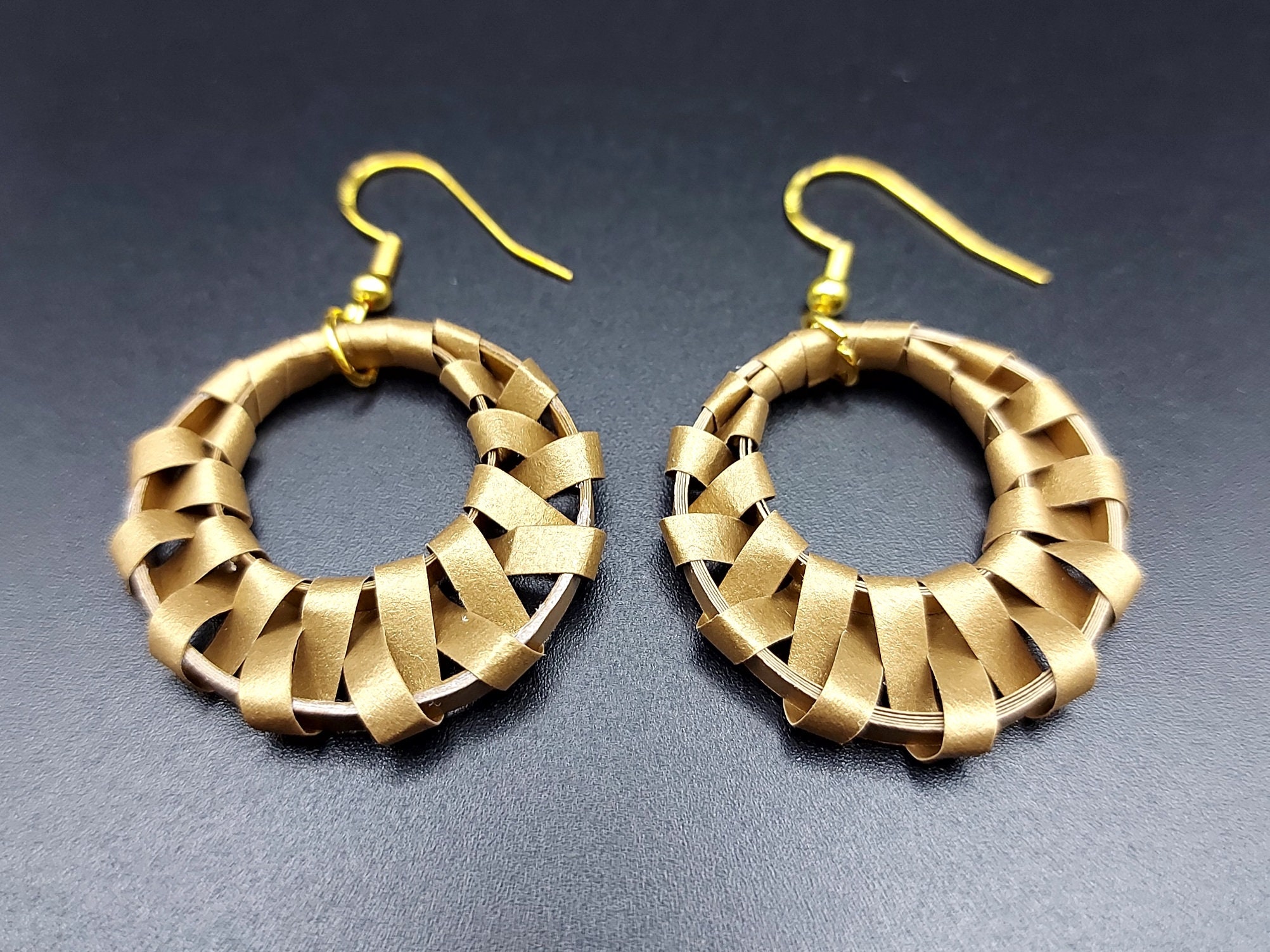 Antique Golden Knit Paper Quilling Earrings- Quilling Jewelry- Handmade ...