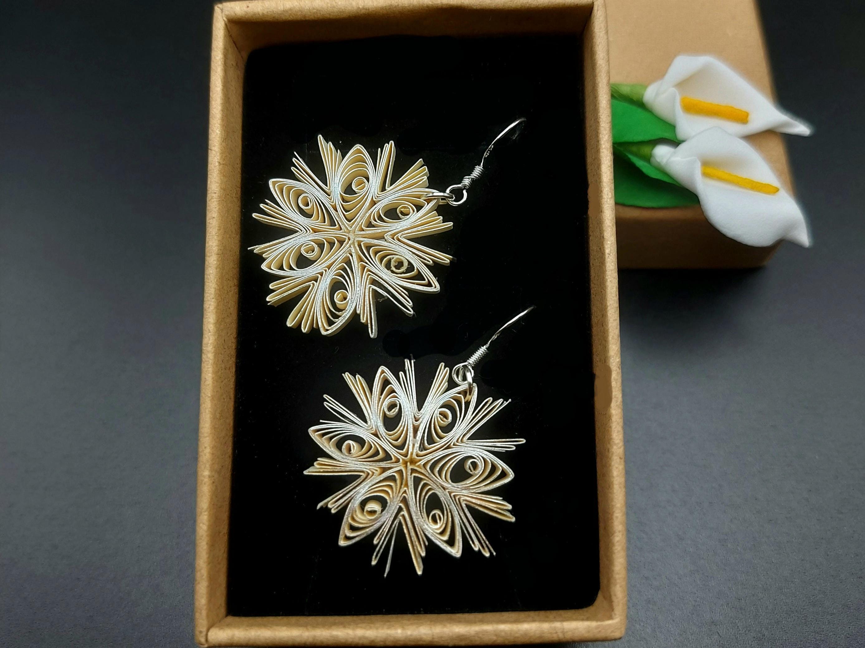 Snow Flakes Paper Quilling Earrings- Quilling Jewelry- Handmade ...