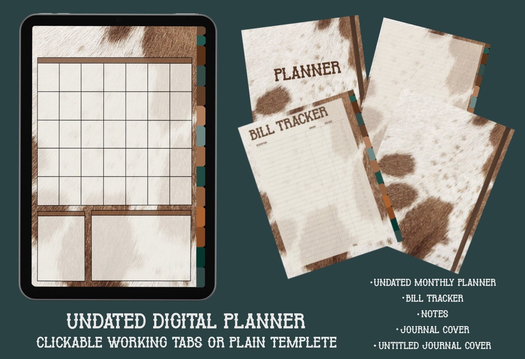 Cowhide Goodnotes Digital Planner, Cute Western Planner, Digital ...