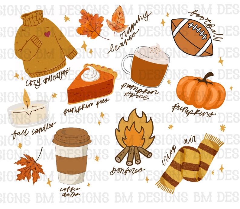 Fall Things PNG, Fall PNG, Cute Handwritten Autumn Things PNG - Etsy