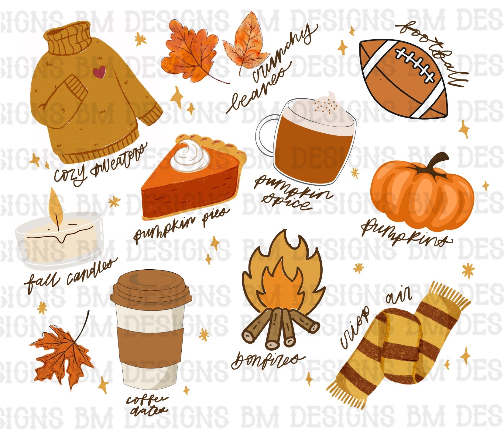Fall Things PNG, Fall PNG, Cute Handwritten Autumn Things PNG - Etsy