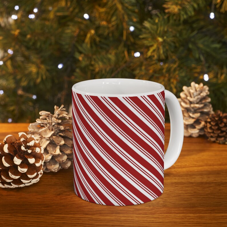 Candy Cane Ceramic Mug - Etsy