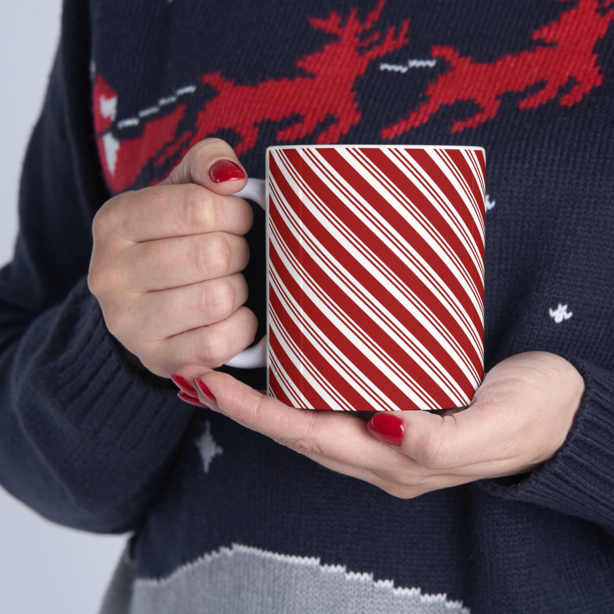 Candy Cane Ceramic Mug - Etsy