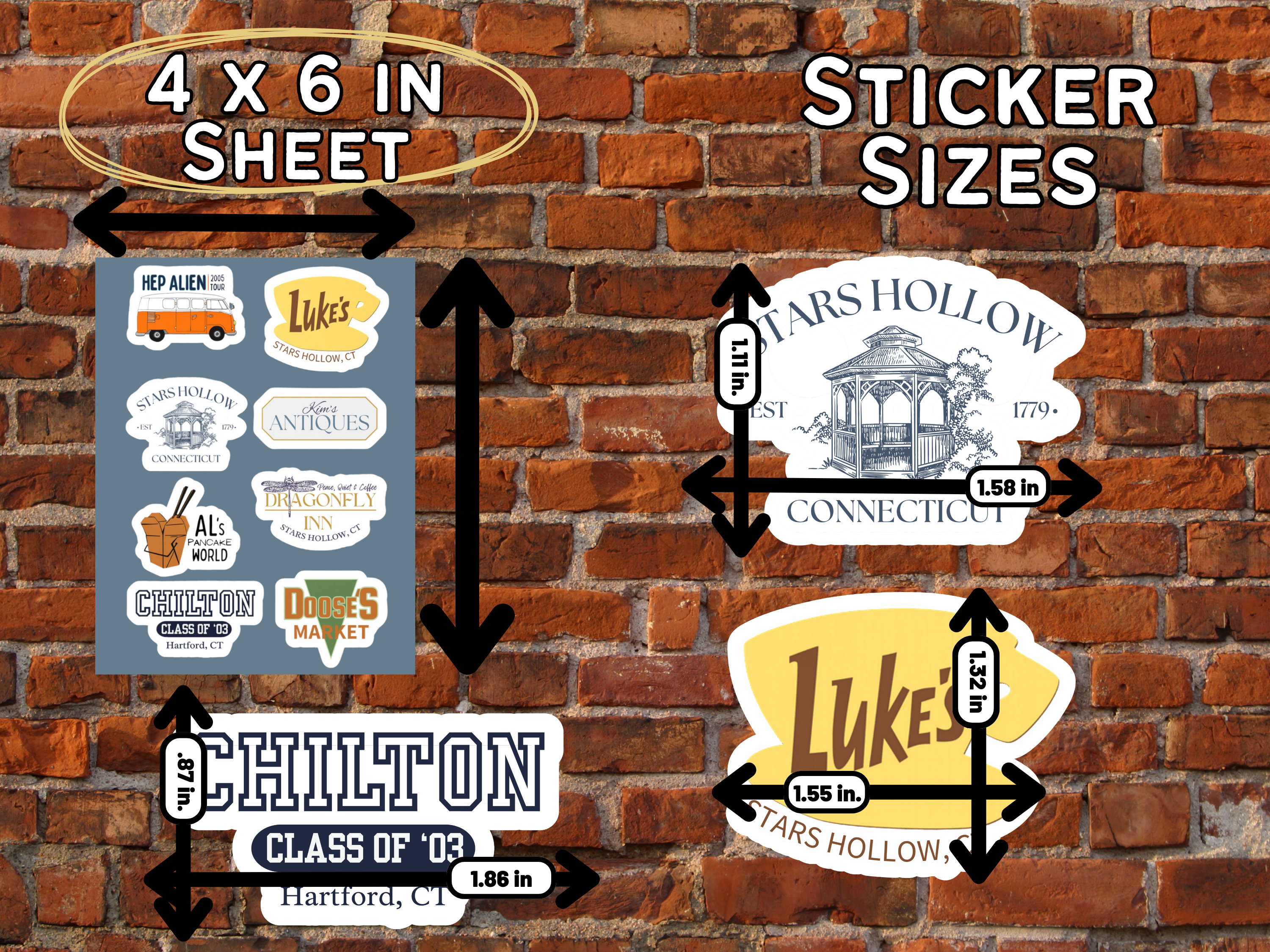 Gilmore Girls Logo Vinyl Sticker Sheet With 8 Stickers - Etsy