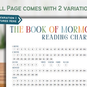 Book of Mormon Reading Chart With Bookmark (INSTANT DIGITAL DOWNLOAD ...