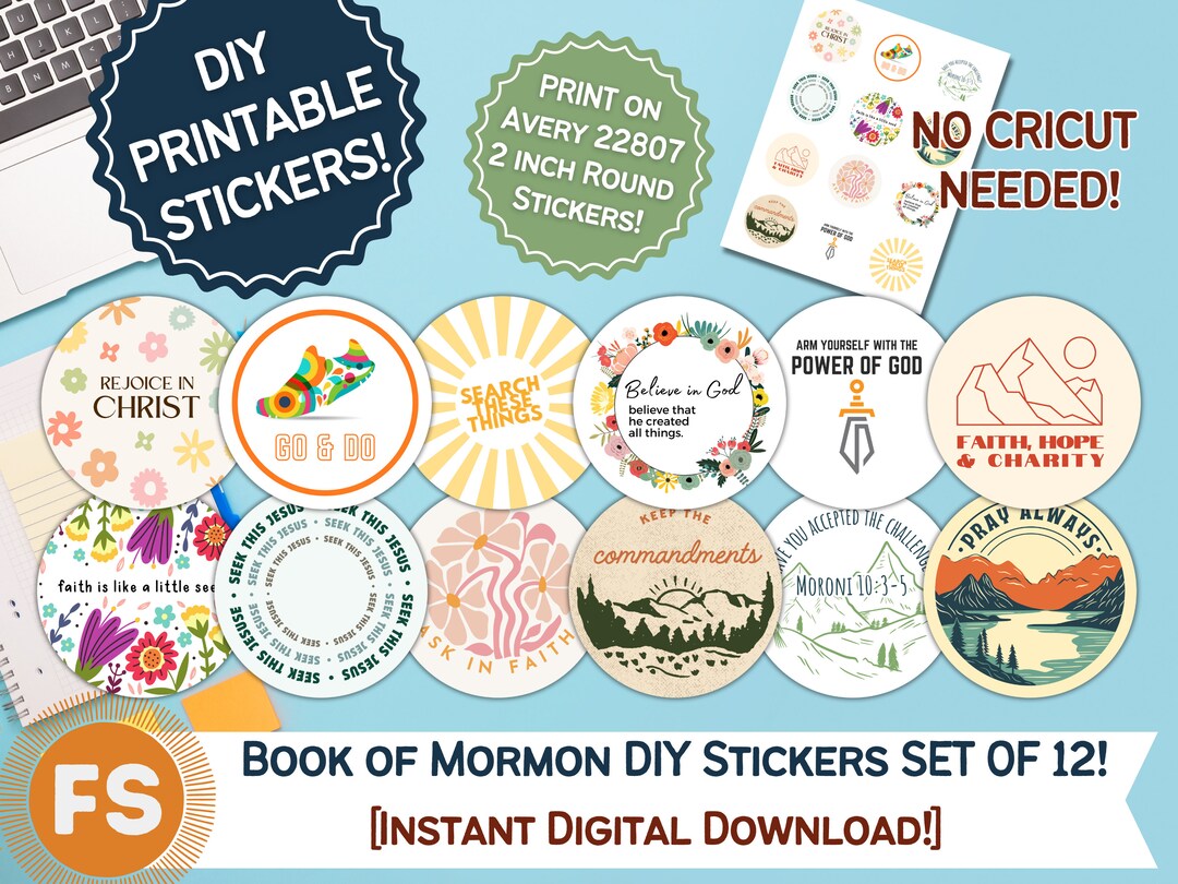 Book of Mormon DIY Printable Stickers LDS Girls Camp instant Digital ...