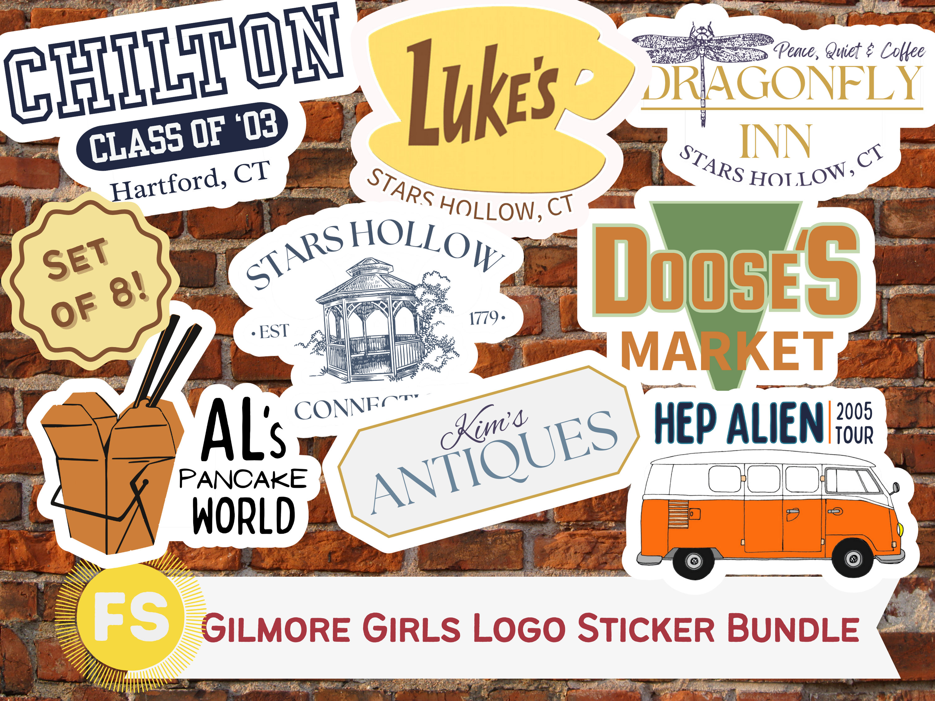 Gilmore Girls Logo Vinyl Sticker BUNDLE 8 Stickers - Etsy