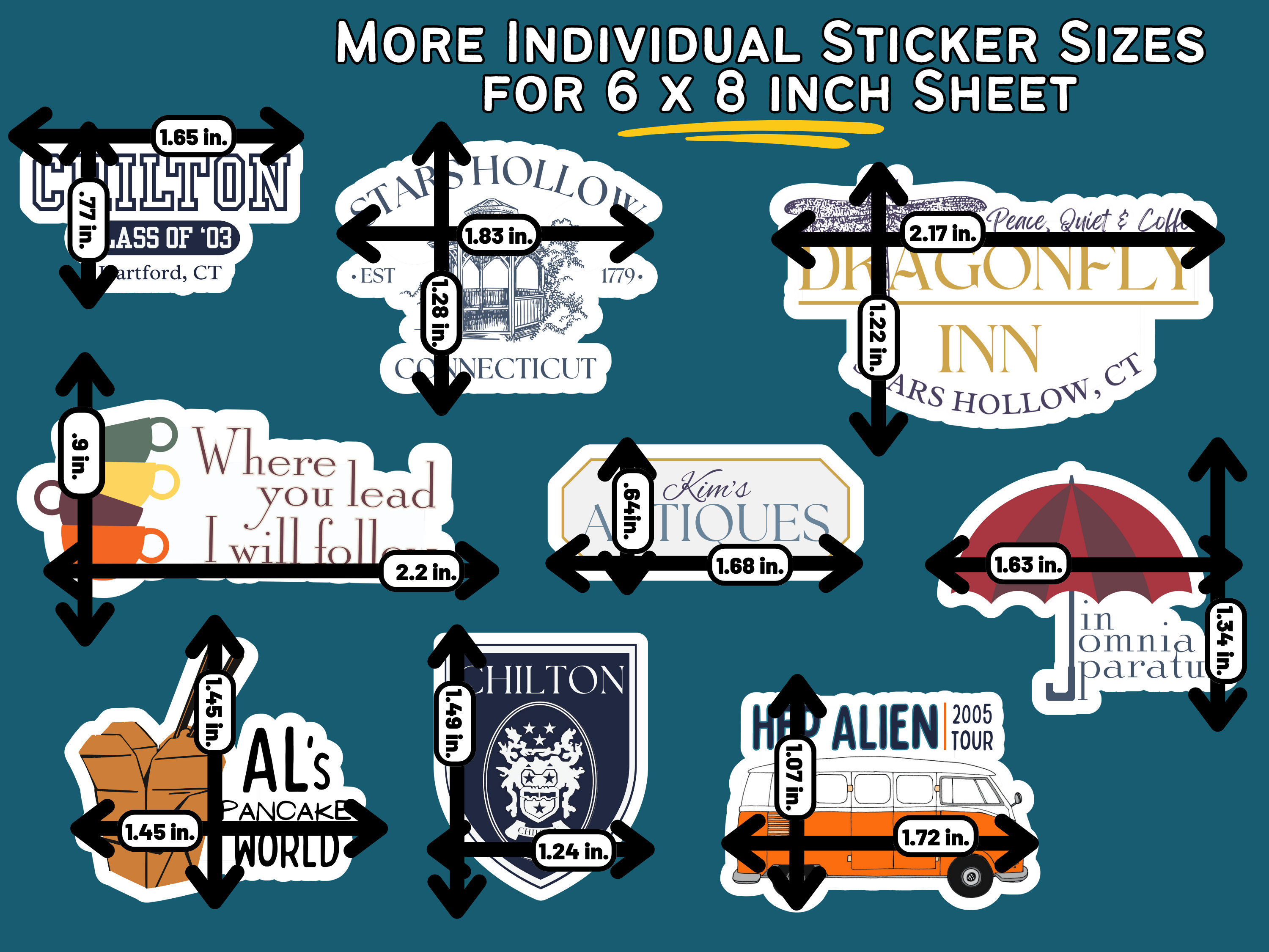 Gilmore Girls Stars Hollow Vinyl Sticker Sheet With 14 Stickers - Etsy