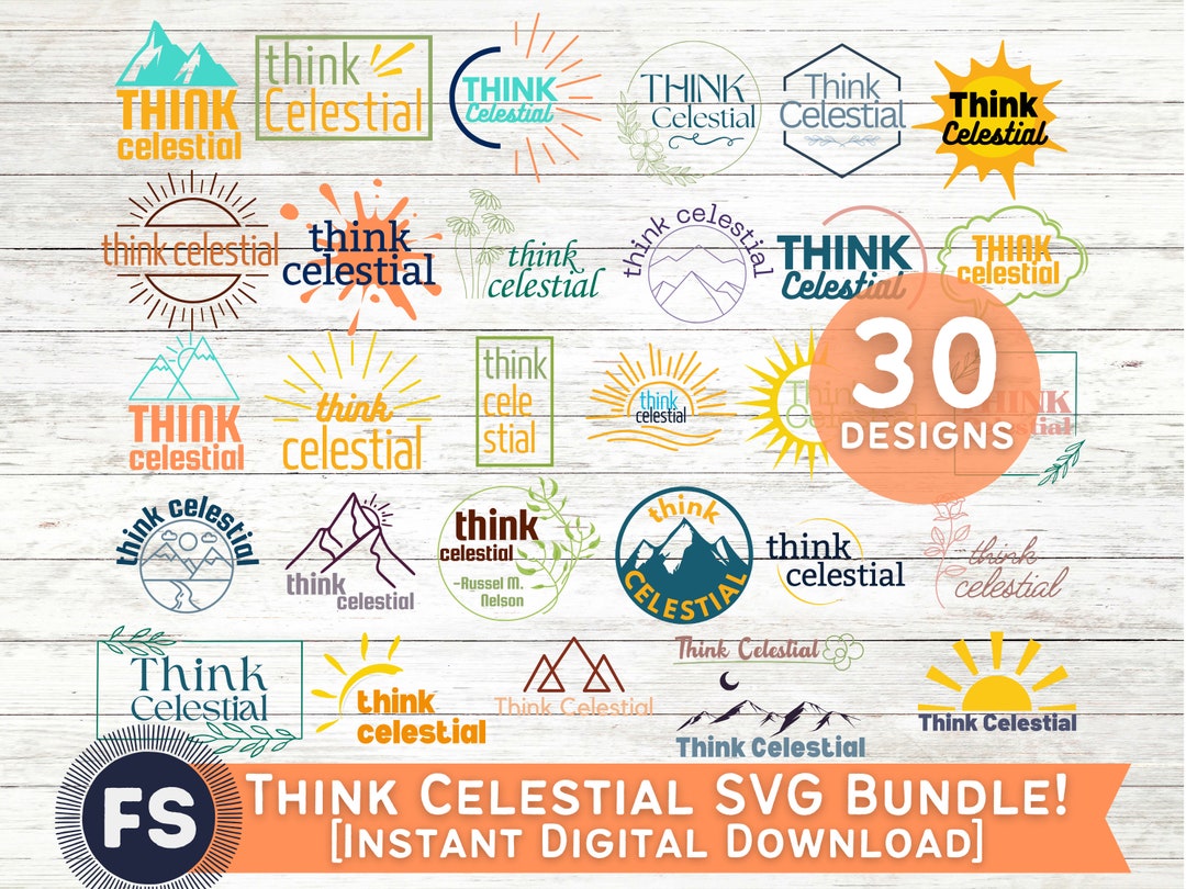 Large Think Celestial SVG and PNG Bundle (30 Different Designs ...