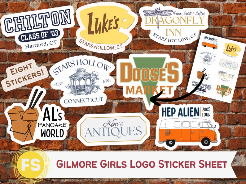 Gilmore Girls Logo Vinyl Sticker Sheet With 8 Stickers - Etsy