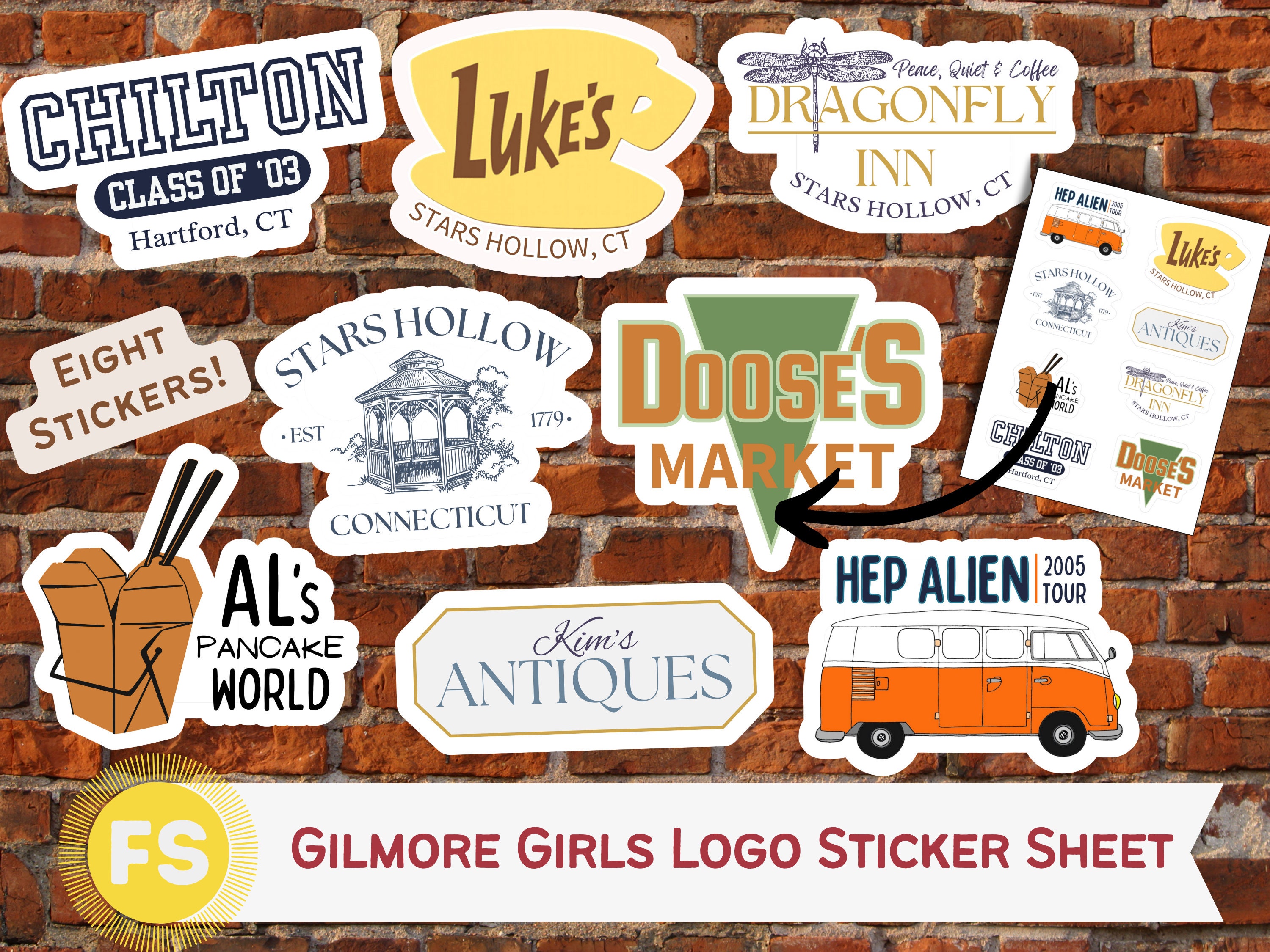 Gilmore Girls Logo Vinyl Sticker Sheet With 8 Stickers - Etsy