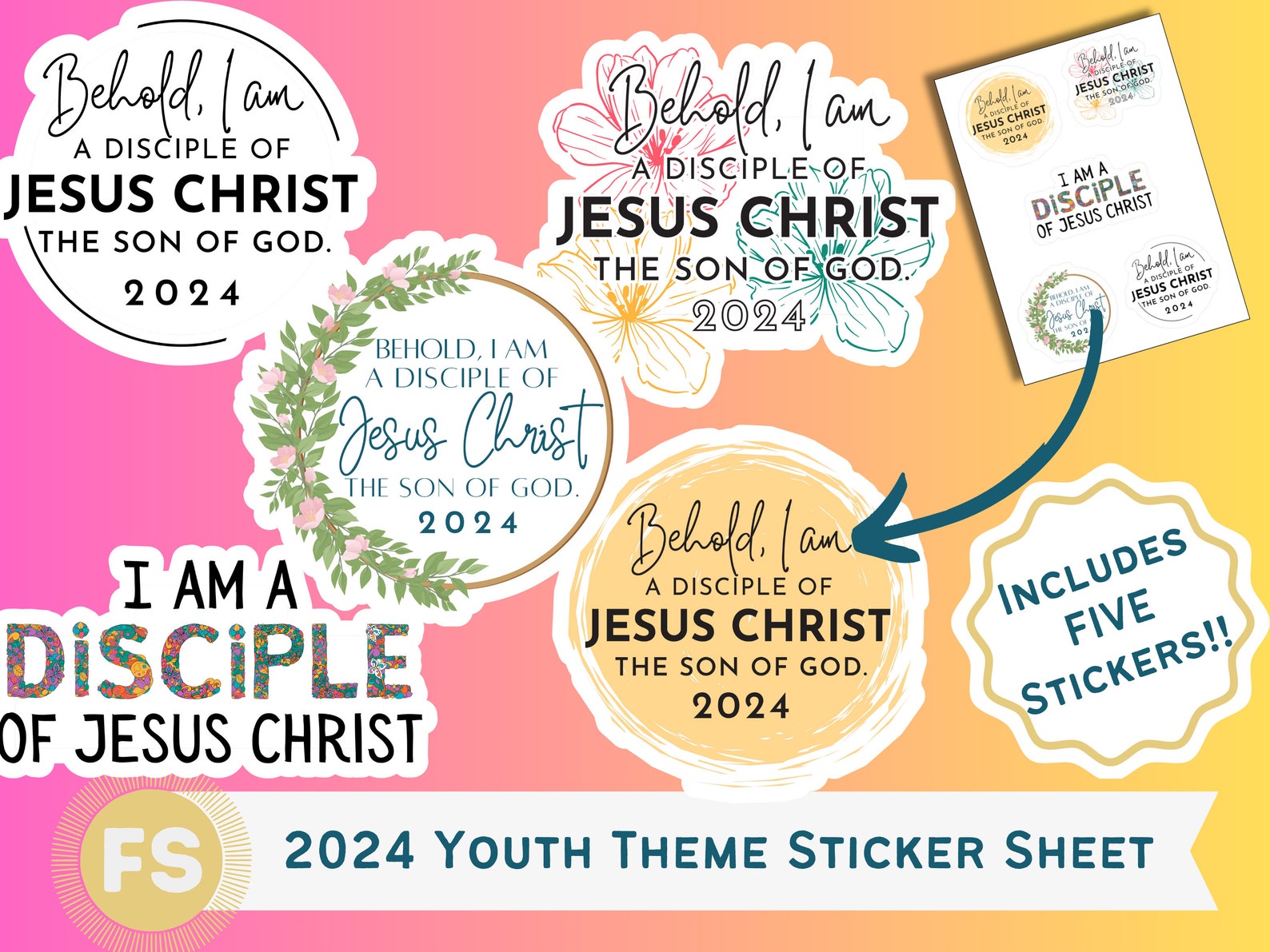 2024 LDS Youth Theme Stickers i Am a Disciple of Jesus Christ 3 Nephi 5 ...