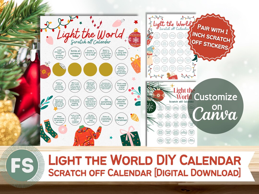 DIY Light the World Christmas Service Advent Calendar (edit on Canva ...