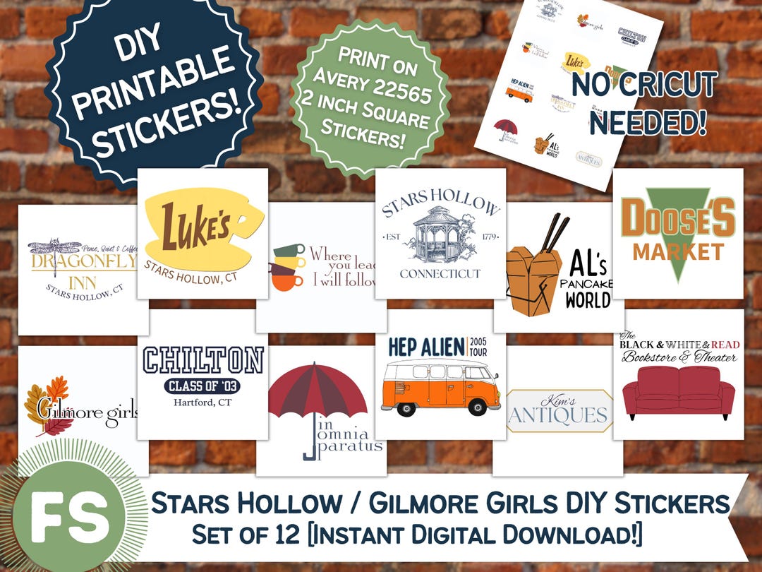 Gilmore Girls / Stars Hollow DIY Printable Stickers (instant Digital ...