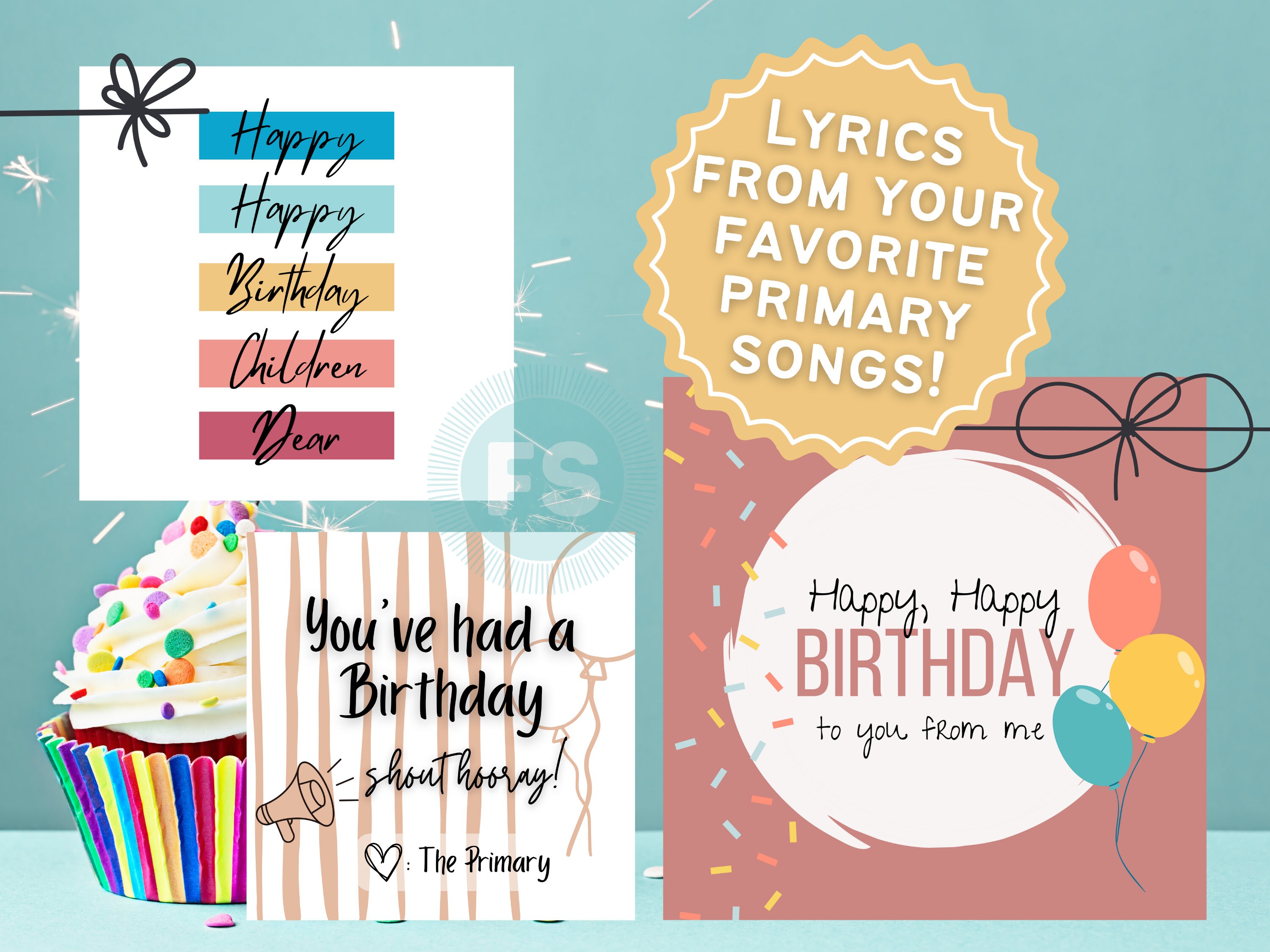 Primary Birthday Tags With Primary Song Lyrics Digital - Etsy