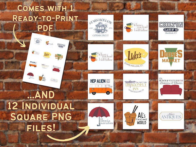 Gilmore Girls / Stars Hollow DIY Printable Stickers (instant Digital ...