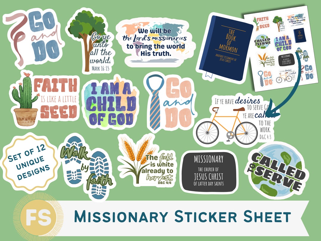 LDS Missionary Vinyl Sticker Sheet With 12 Stickers - Etsy
