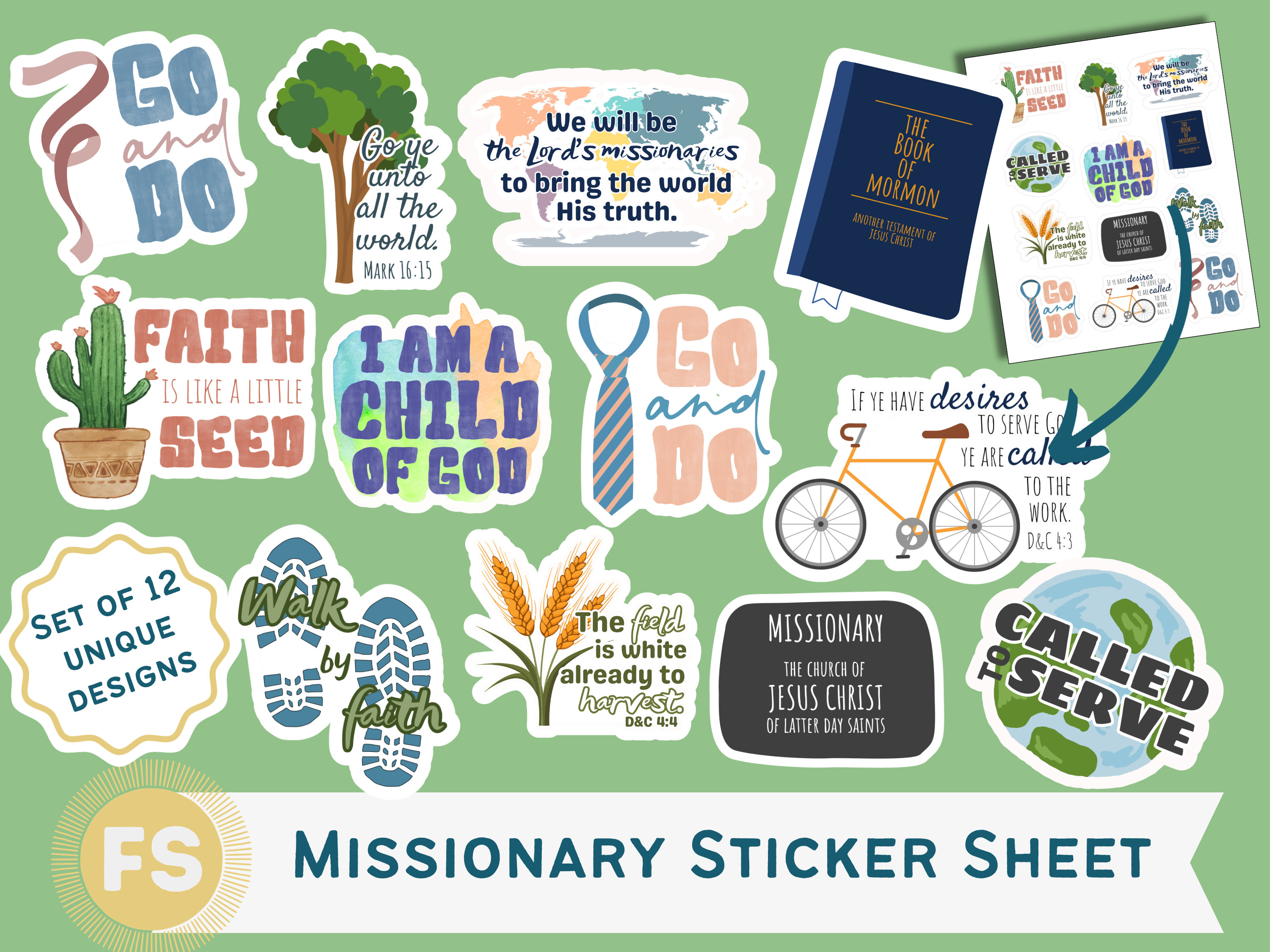 LDS Missionary Vinyl Sticker Sheet With 12 Stickers - Etsy