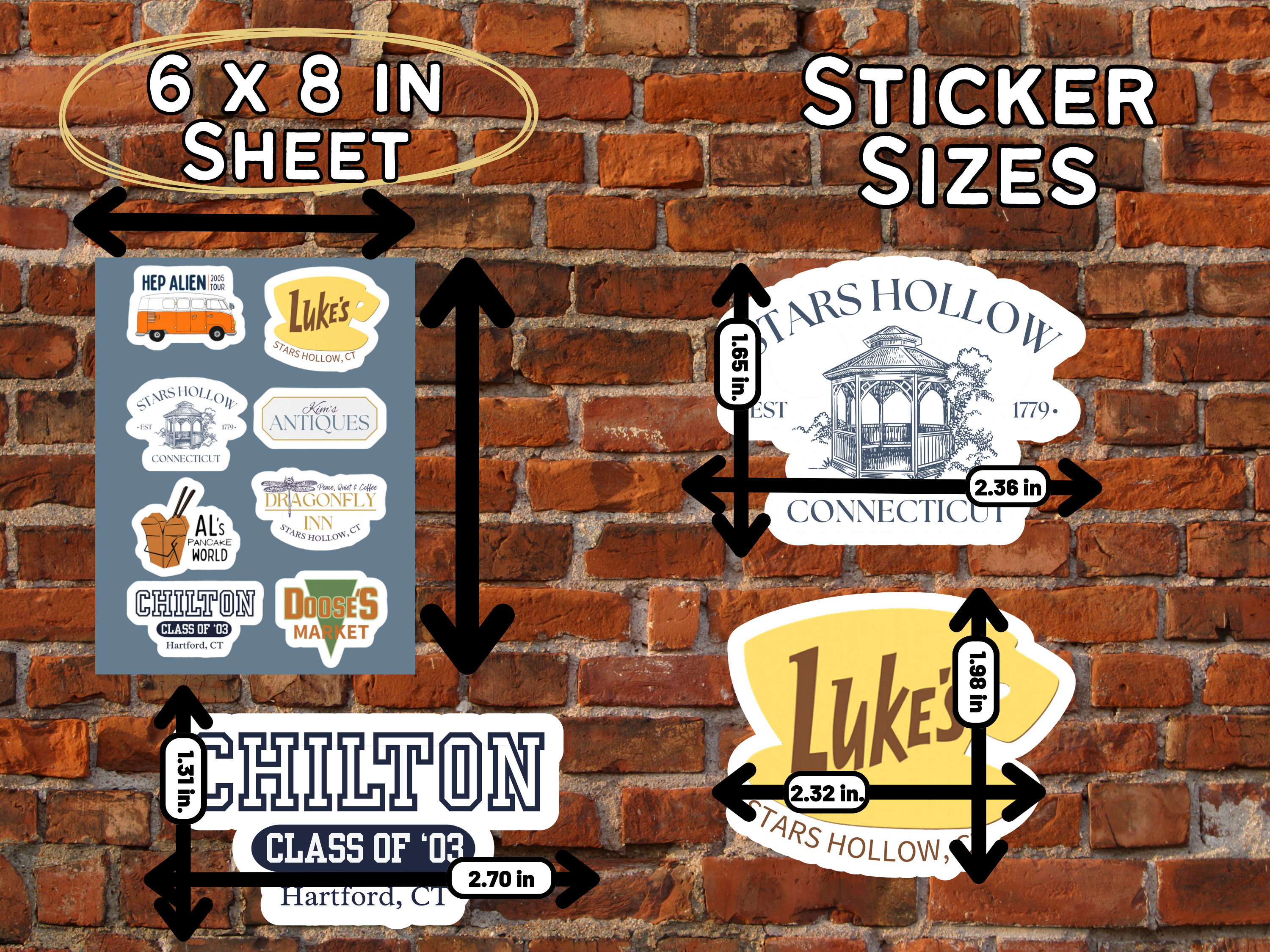Gilmore Girls Logo Vinyl Sticker Sheet With 8 Stickers - Etsy