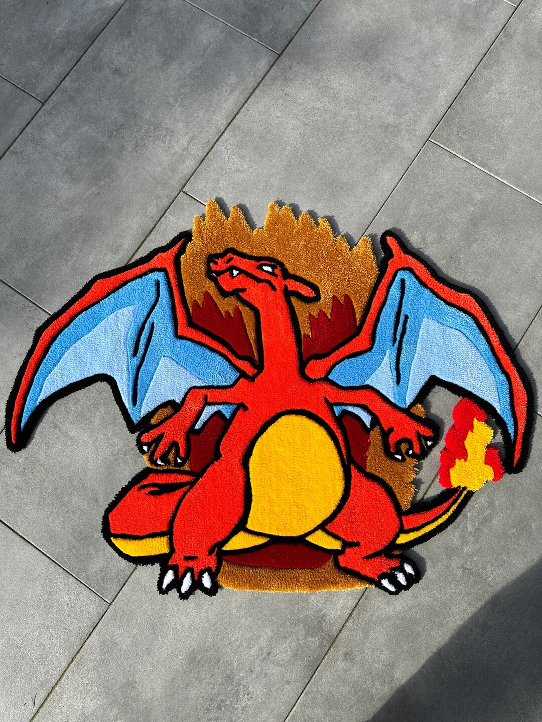 Tufted Charizard Rug 100% Handmade Acrylic Yarn Fluffy Rug - Etsy