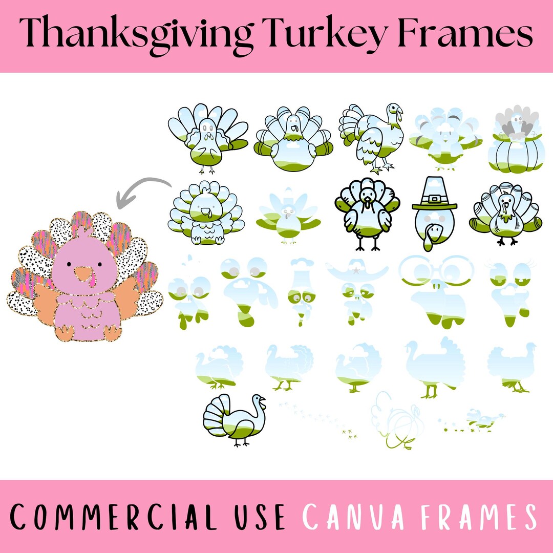 Thanksgiving Turkey Canva Frames: Editable Template (digital Download ...