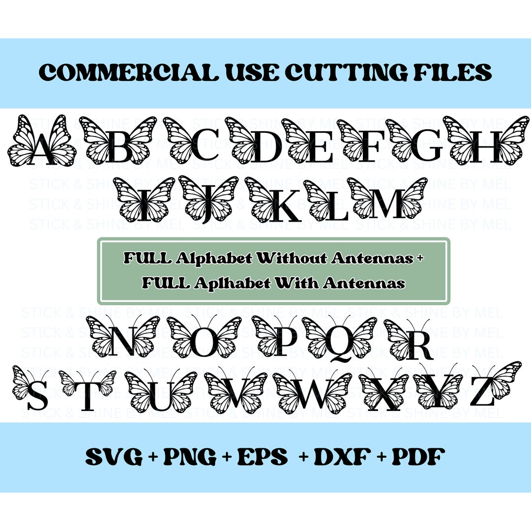 Butterfly Monogram Alphabet SVG, Monogram Frame Alphabet, Butterfly ...