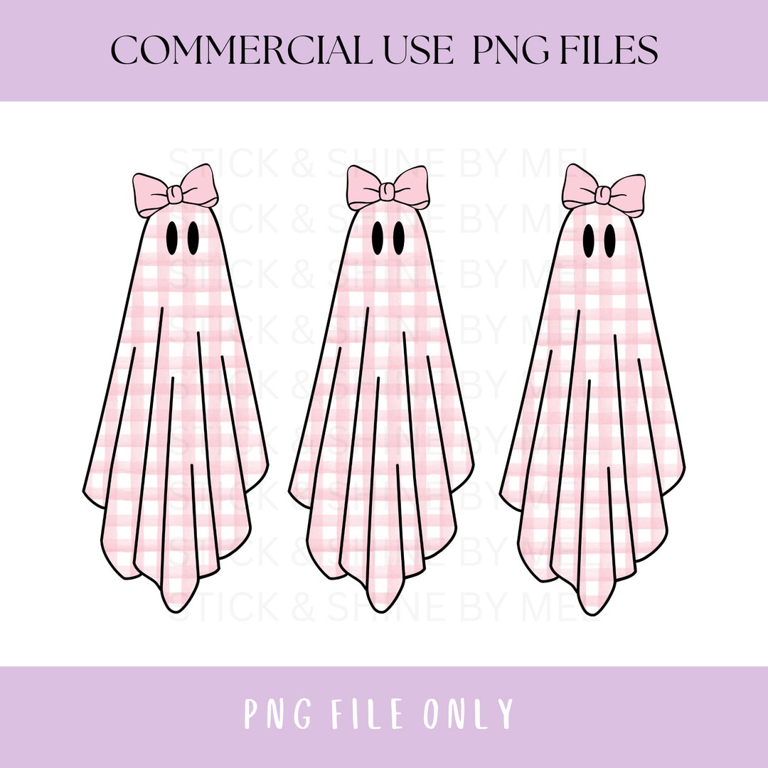 Pink Gingham Coquette Ghosts Pretty Bows Sublimation PNG, Cute ...