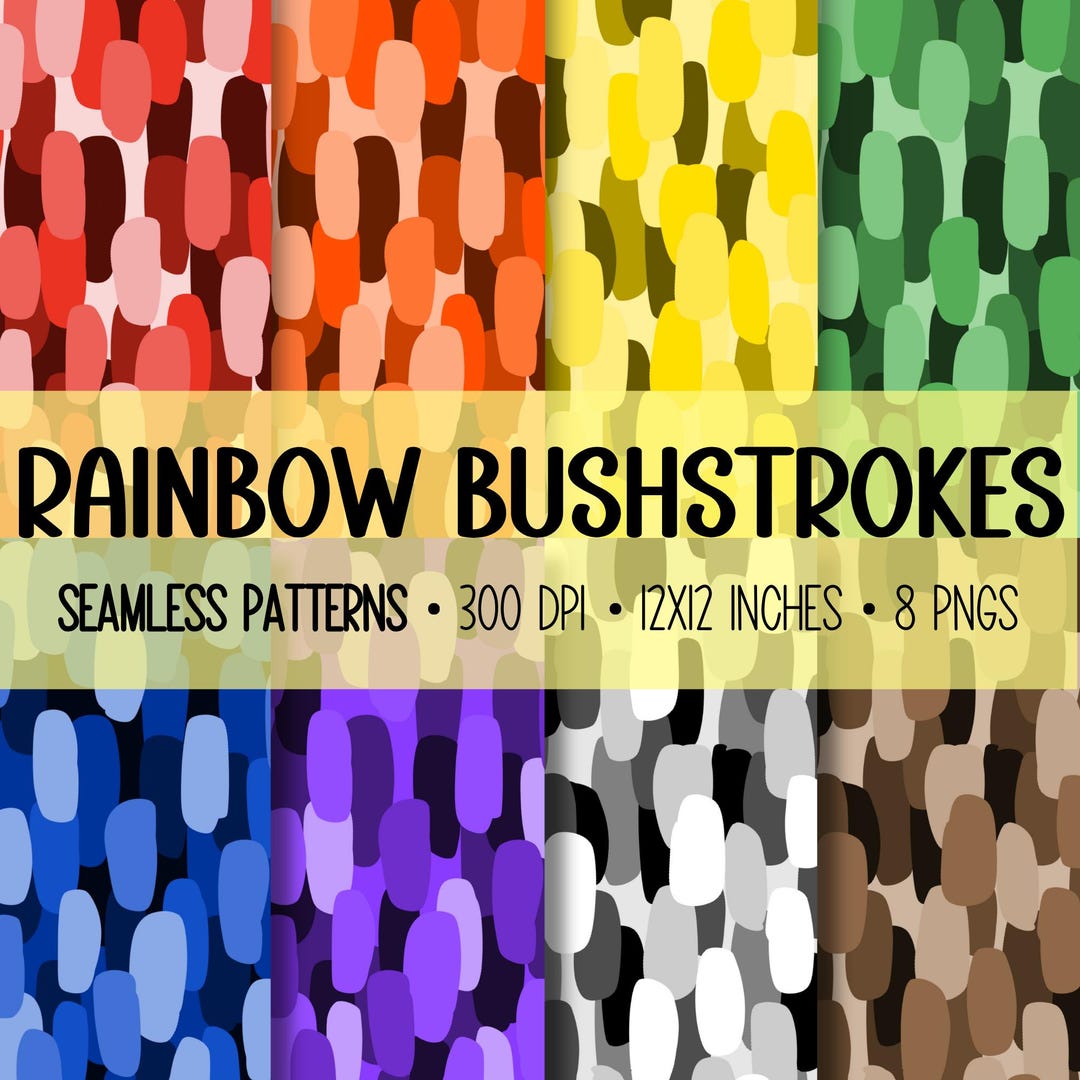 Rainbow Brushstroke Seamless Pattern: Messy Paint Strokes (digital ...