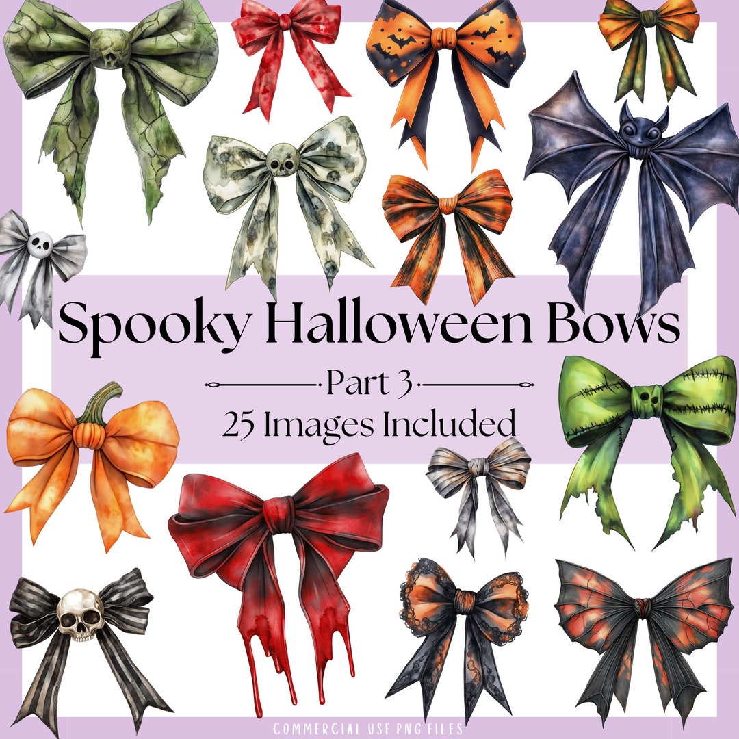 Coquette Halloween Bow Clipart Bundle Pt. 3 PNG Sublimation Designs ...