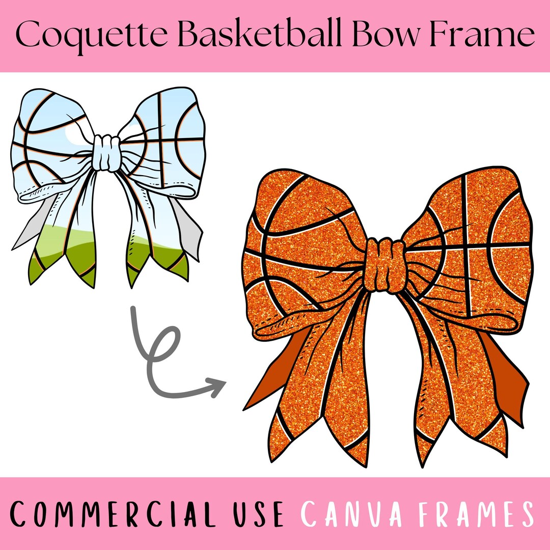 Coquette Basketball Bow Canva Frame Template, Basketball Game Day ...