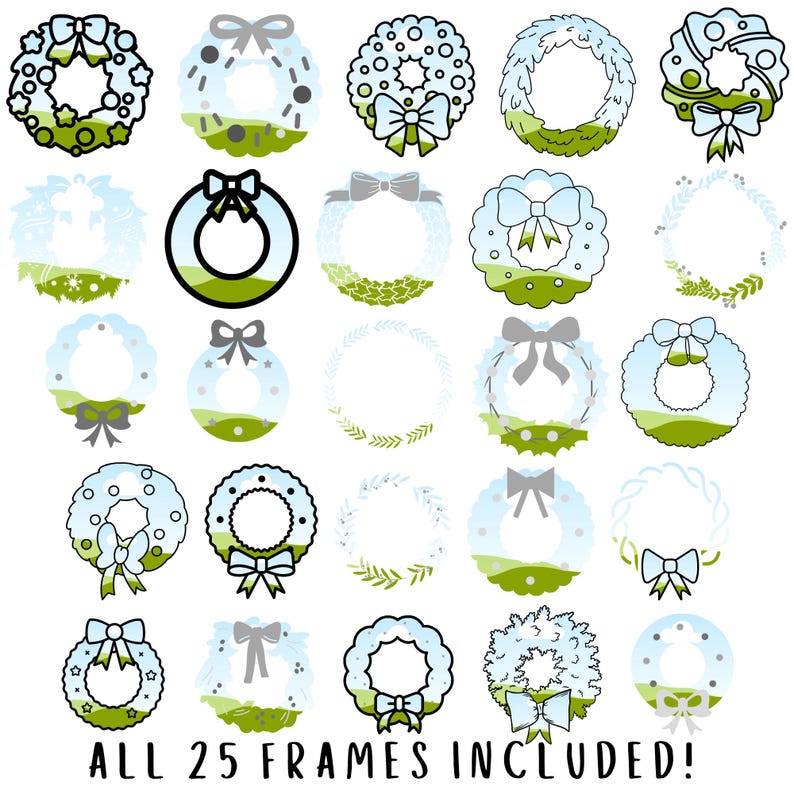 Christmas Wreath Canva Frames Bundle, Coquette Bows Christmas Ribbon ...