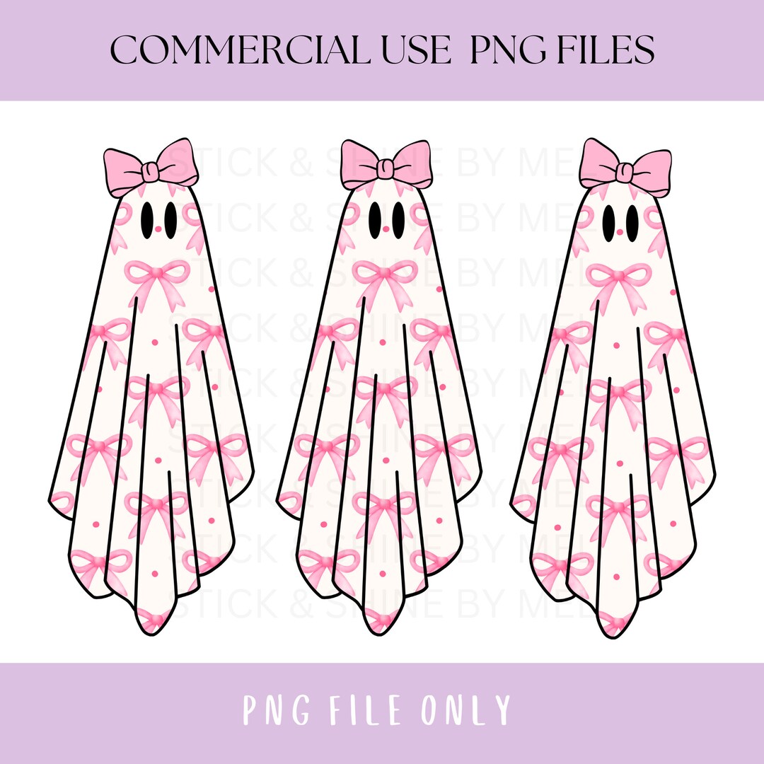 Pink Bows Coquette Ghosts Pretty Ribbon Sublimation PNG, Cute ...