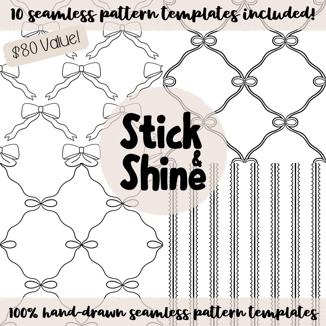 10 Hand-drawn Coquette Bows Seamless Pattern Template 2 | Create Your ...