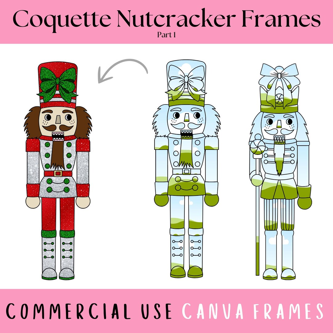 Coquette Nutcracker Editable Canva Frame Templates Pt. 1, Christmas ...
