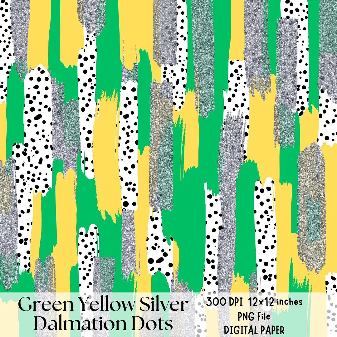 Green Yellow & Silver Glitter Brushstroke Background Digital Paper ...