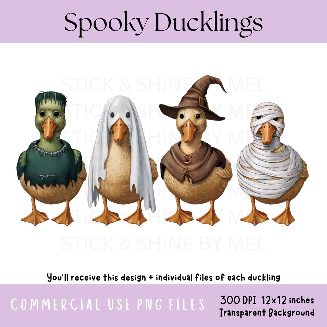 Spooky Duckling Halloween PNG Sublimation Design, Mummy Goose, Witch ...