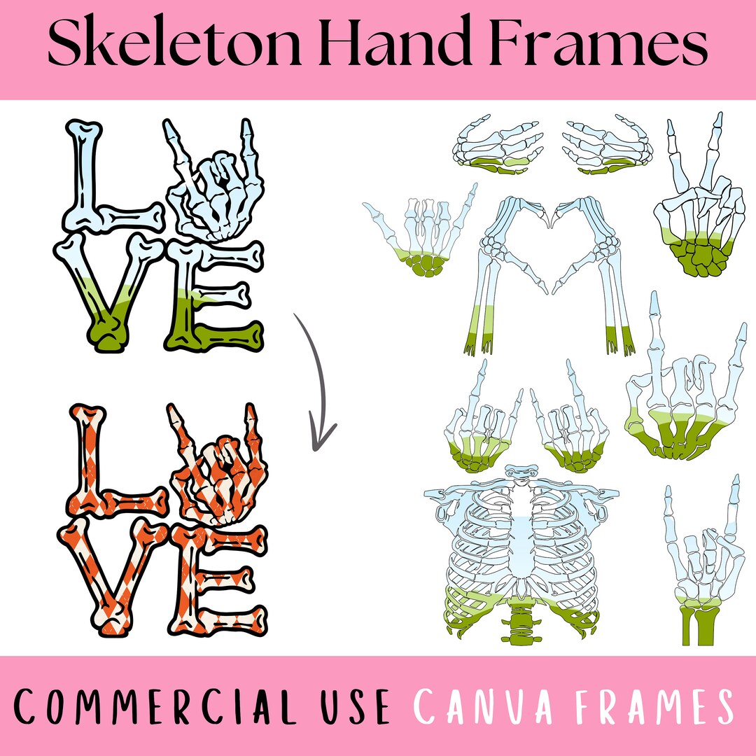 Skeleton Halloween Canva Frames, Spooky Canva Frame Templates, Make ...