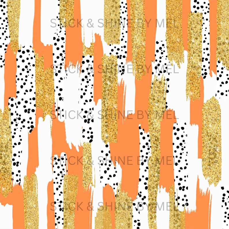 Orange White & Gold Glitter Brushstroke Background Digital Paper File ...