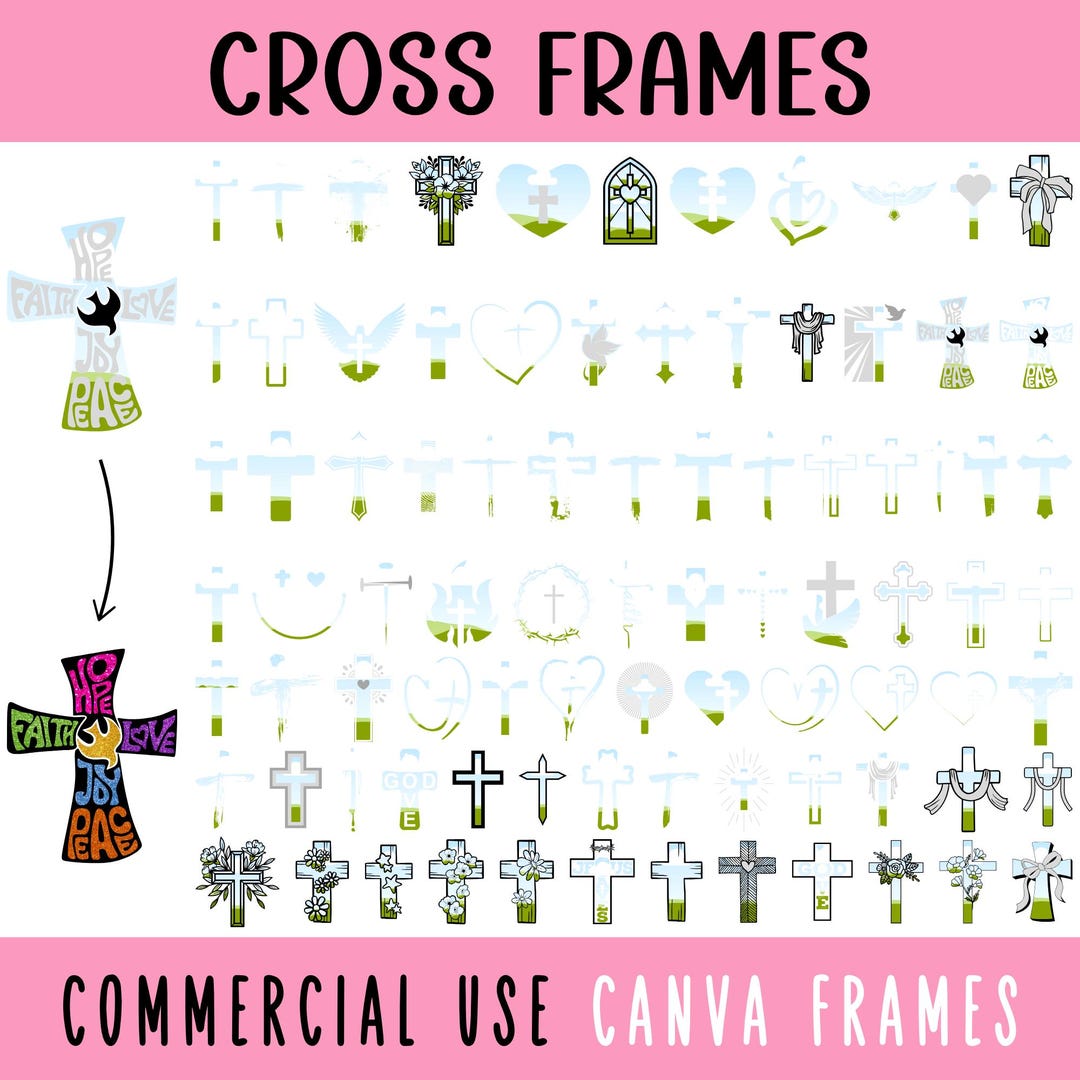 Cross Canva Frame Editable Template, Hand-drawn Doodle Cross, Religious ...