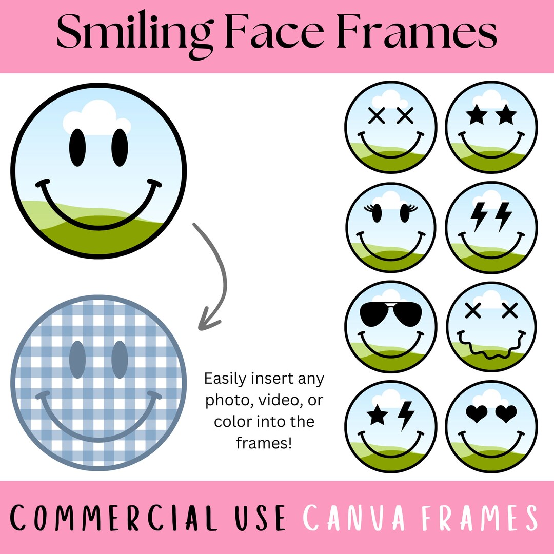 Smile Face Canva Frame Template, Smiling Face Photo Frame, Make Your ...