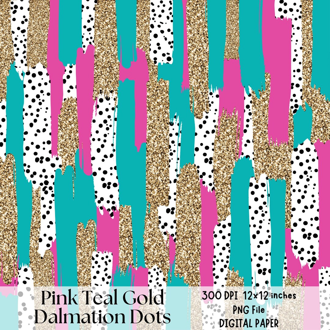 Pink Teal & Gold Glitter Brushstroke Background Digital Paper PNG ...