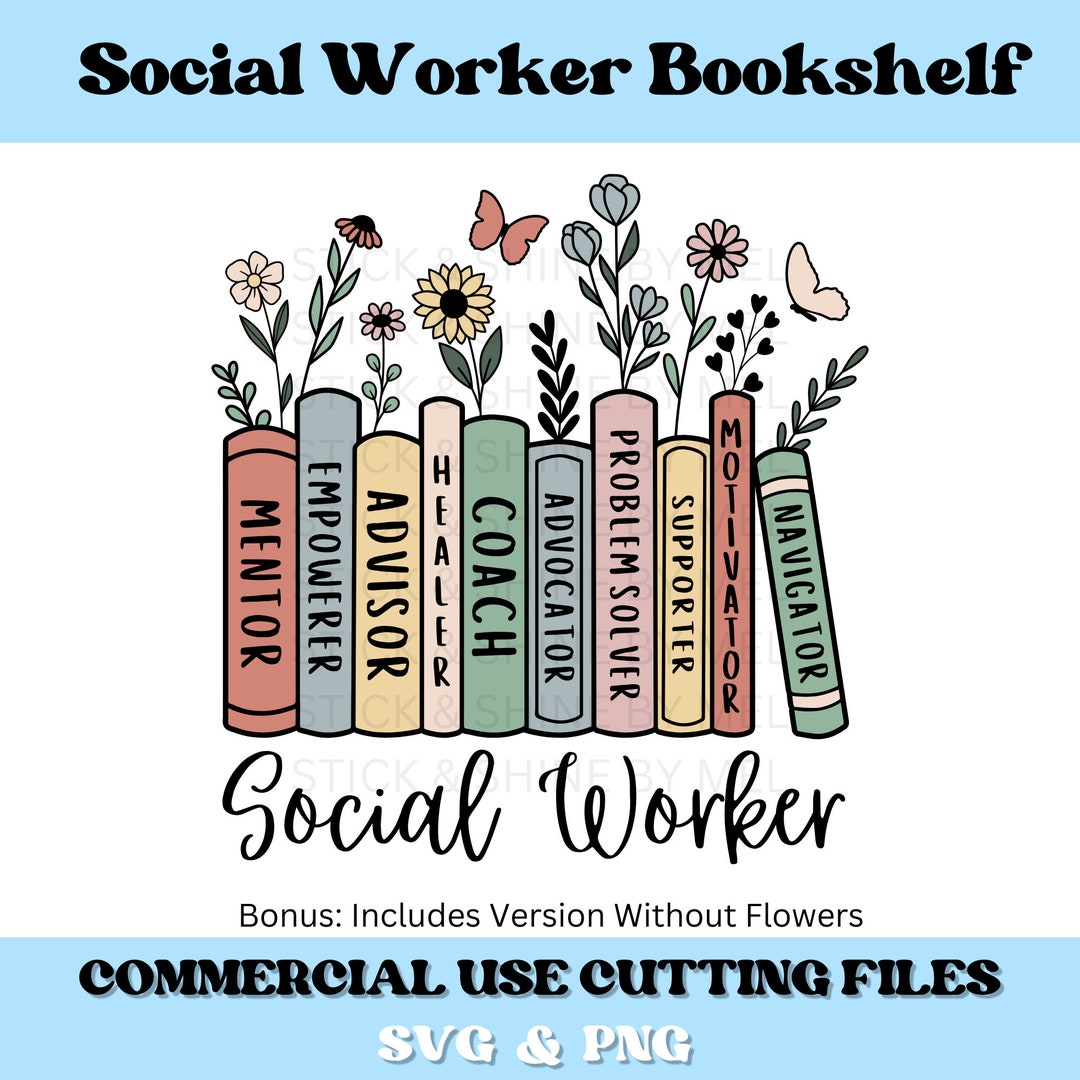 Social Worker Bookshelf SVG, Mental Health Professional PNG, School ...
