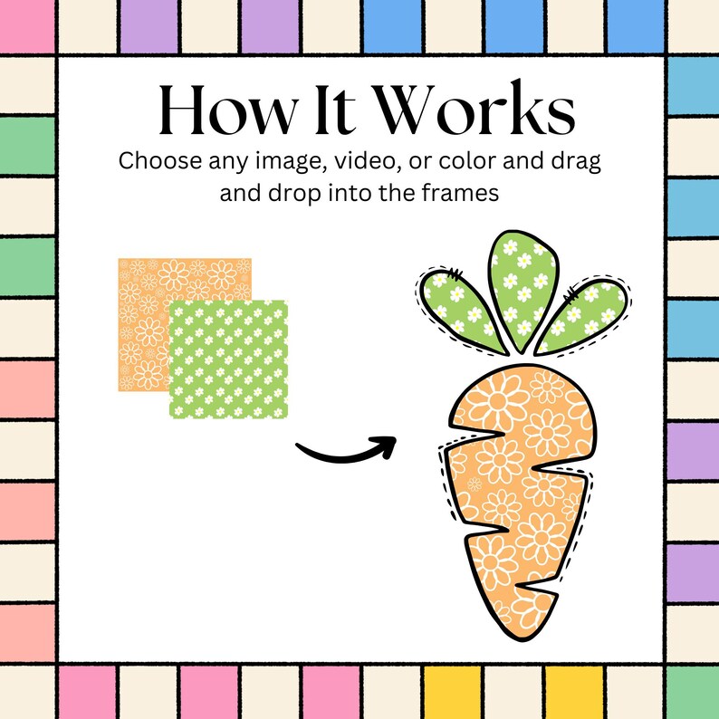 Doodle Carrot Canva Frames: Easter Bunny PNG Template - Etsy
