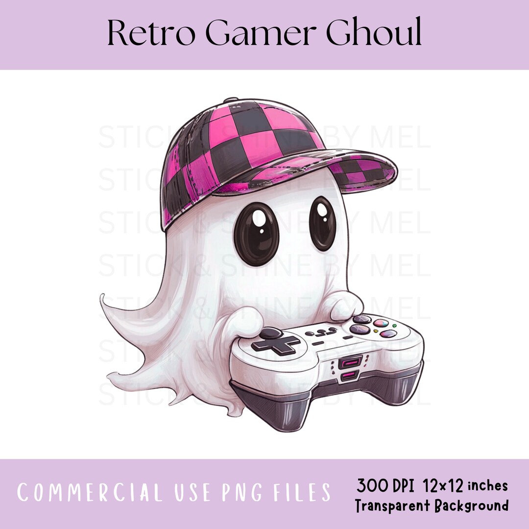 Retro Gamer Ghoul Fall Cute Ghost PNG File, Trendy Video Game Player ...