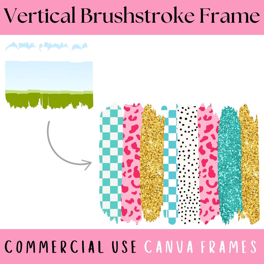 Messy Vertical Brushstroke Canva Frame Editable Template, Acrylic Paint ...