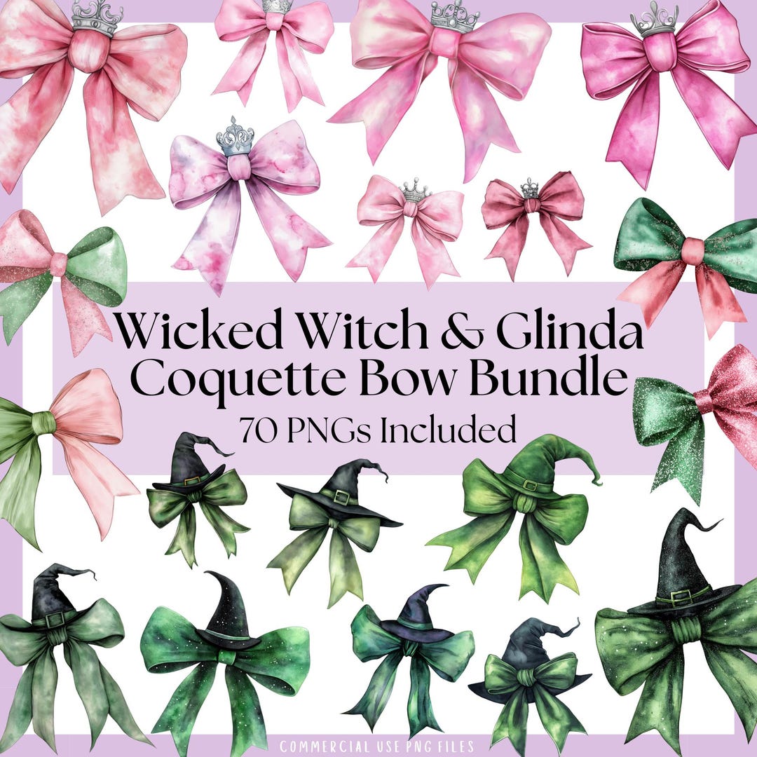 Wizard of Oz Bow Clipart: Wicked Witch & Glinda PNG Bundle (70 Files ...