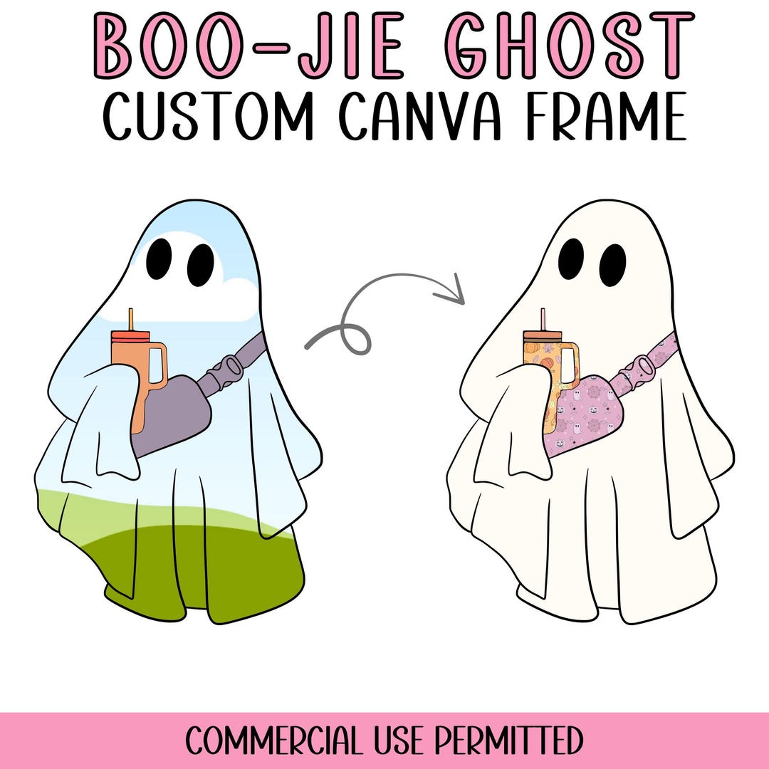 Spooky Ghost Canva Frames: Boo-jie Halloween Clipart (digital Download ...