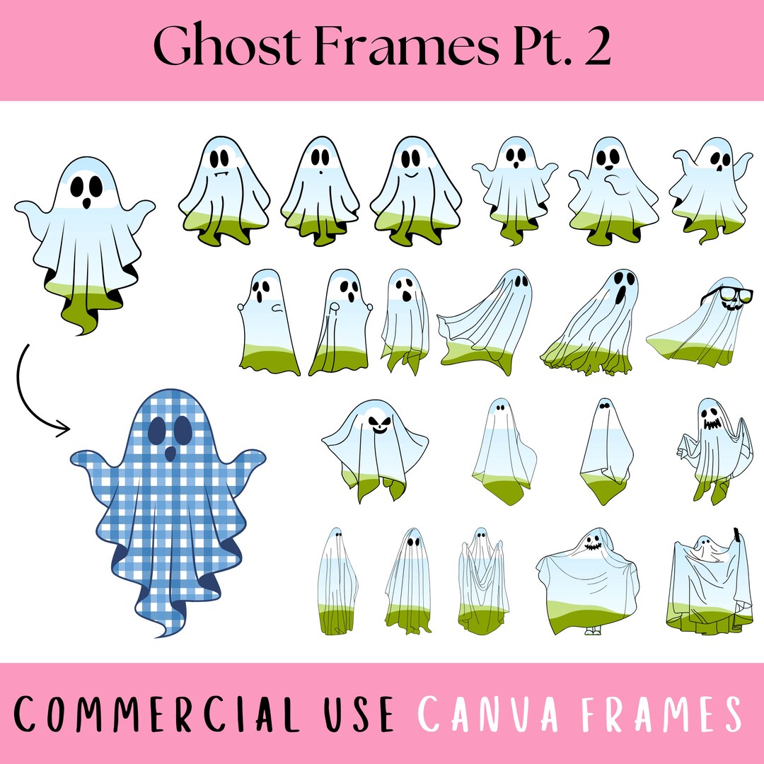 Ghost Canva Frames Pt. 2, Cute Trendy Spooky Editable Canva Templates ...
